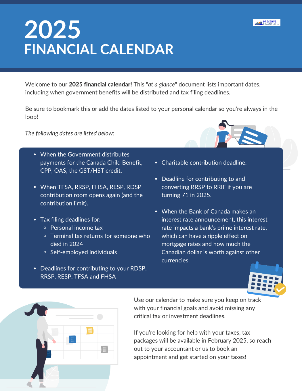 2025 Financial Calendar - Preserve Financial