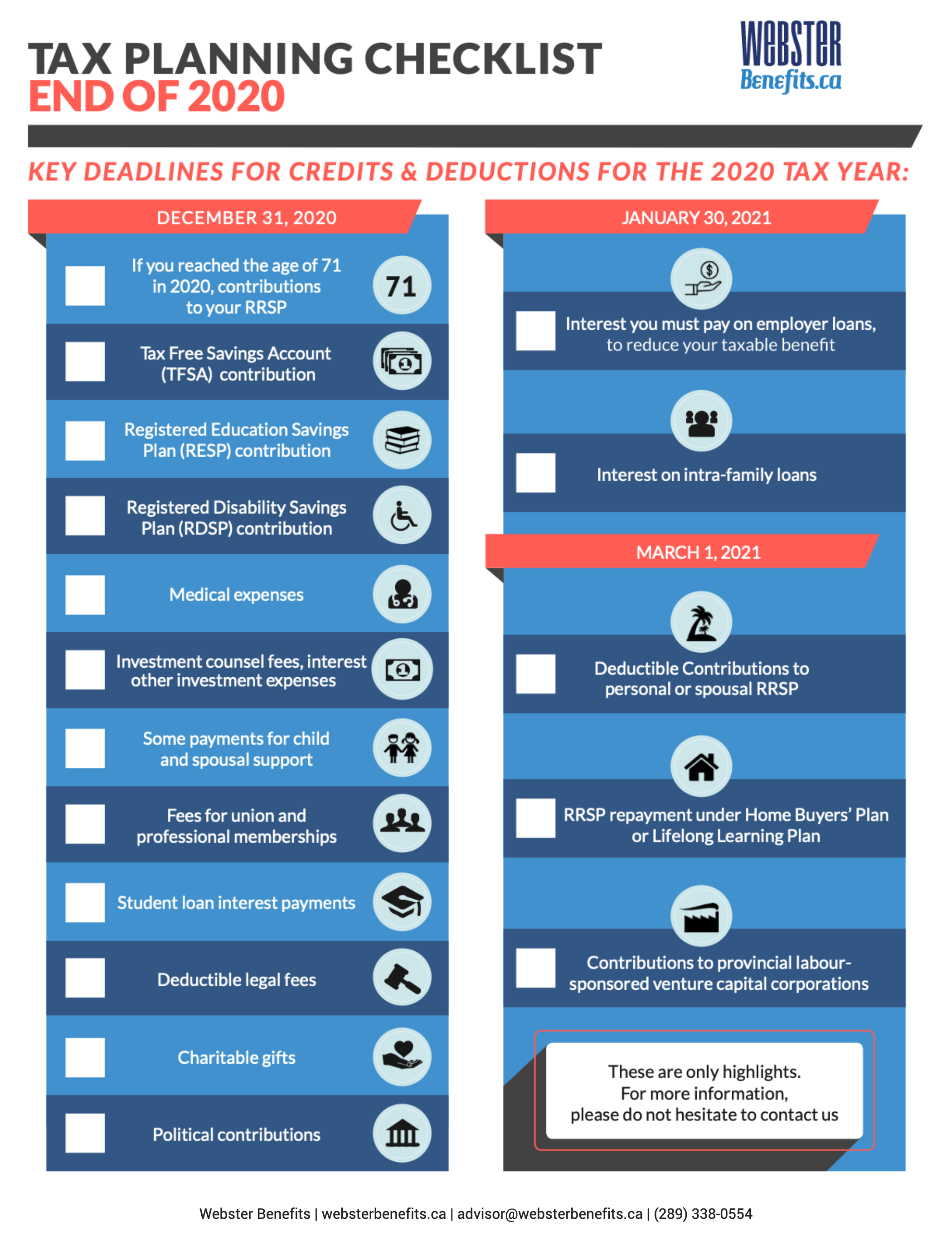 Personal Tax Planning Tips – End of 2020 Tax Year – Webster Benefits